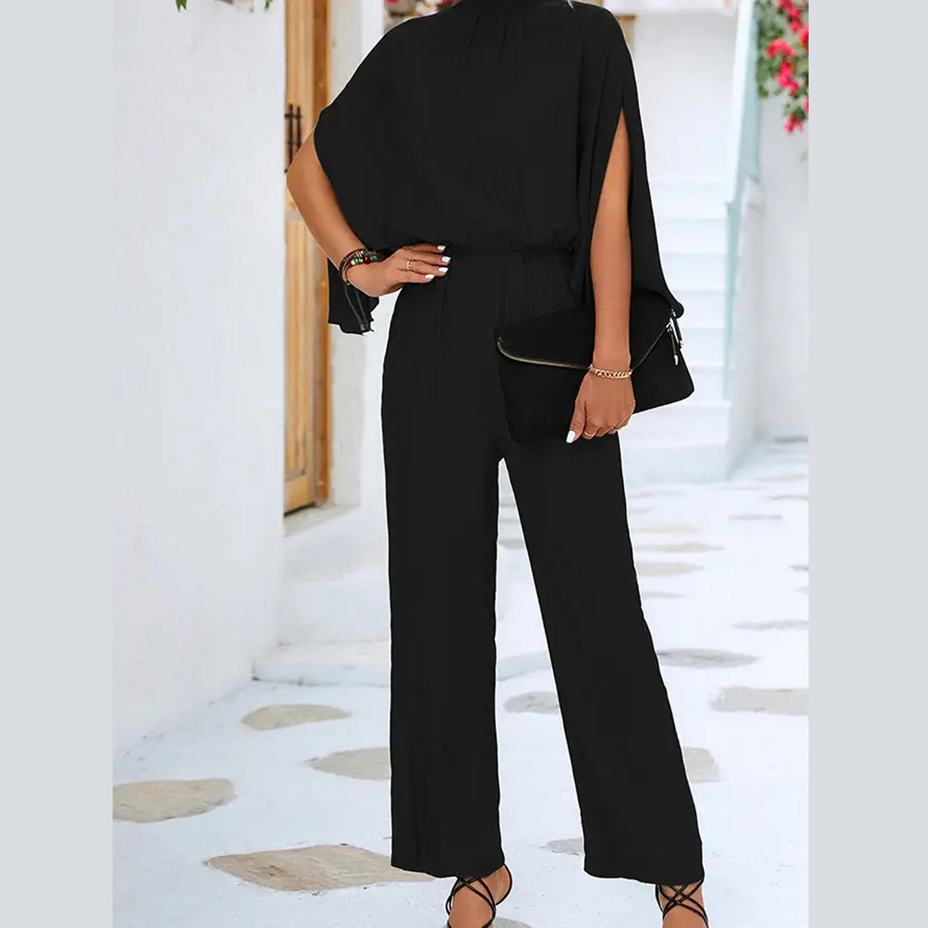 High Collar Batwing Sleeves Jumpsuit – Totally Vintage Design